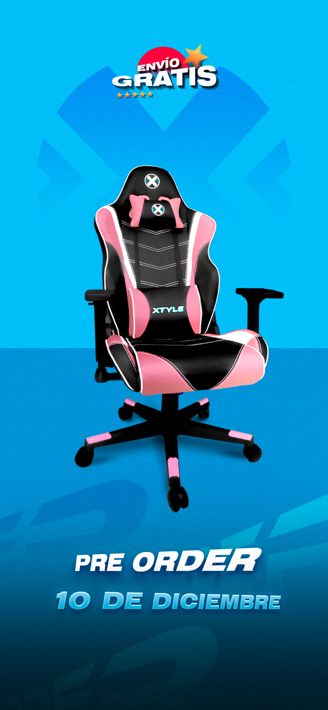 X Chair of color rosa